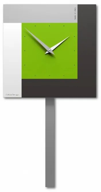 Designové kyvadlové hodiny 58-11-1 CalleaDesign Pendolo Stripes 63cm (více barevných variant) Barva zelené jablko-76 Dýha tmavý dub - 83