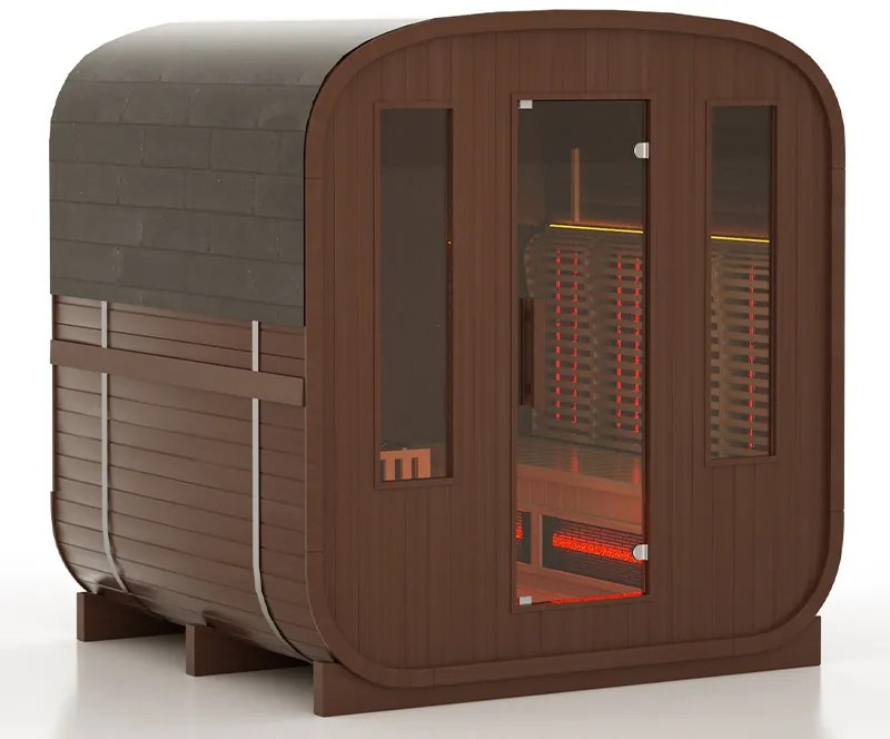 BPS-koupelny Zahradní kombinovaná sudová sauna 2v1  - Infrasauna + finská sauna 180x200, 4-6 osob