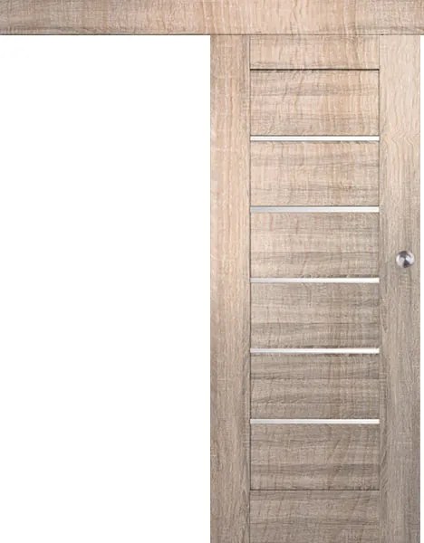 posuvné interiérové dveře na stěnu vasco doors IBIZA model 6 Průchozí rozměr: 70 x 197 cm, Orientace dveří: Levé dveře, Dekor: Dub Santa