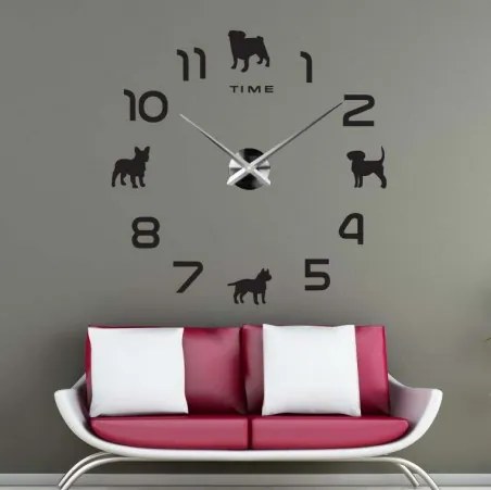 Hodiny na zeď pes i silver l SENTOP 12SZ069