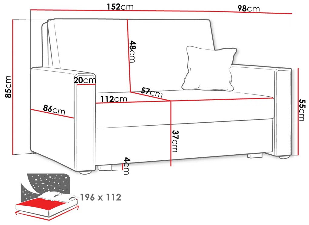 Stylová rozkládací pohovka Jesus II, žlutá Poso