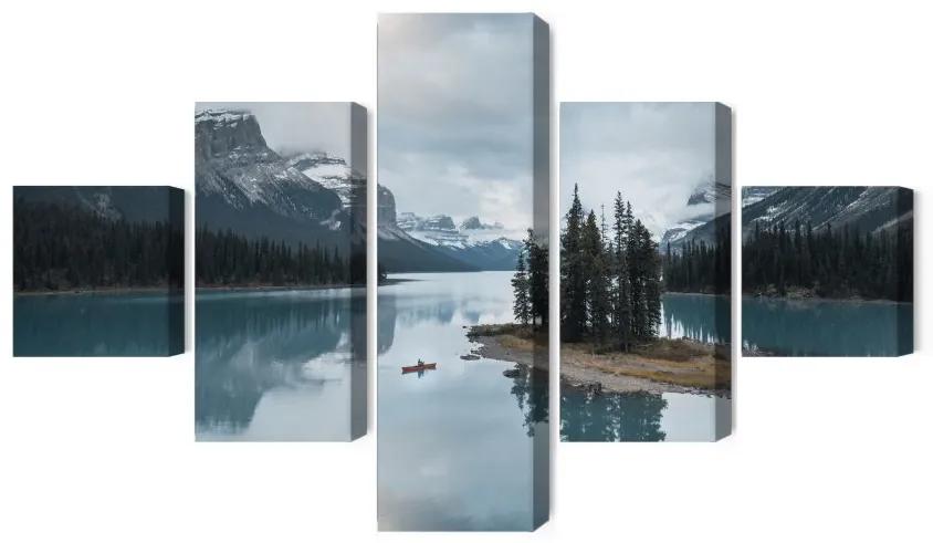 Vícedílný obraz Ostrov Duchů V Národním Parku Jasper, Kanada Nedostatek Nedostatek Přírodní plátno 250x150