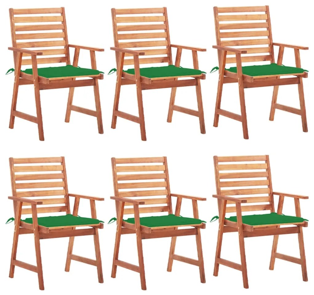 3078352 vidaXL Zahradní jídelní židle 6 ks s poduškami masivní akáciové dřevo