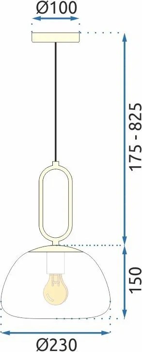 Toolight Tutumi, závěsné svítidlo 1xE27 APP1073-1CP, zlatá, OSW-00678