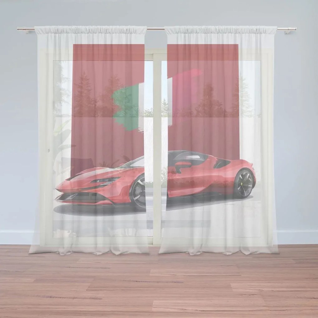 Sablio Záclony Ferrari Italská vlajka na červeném bloku: 2ks 150x250cm