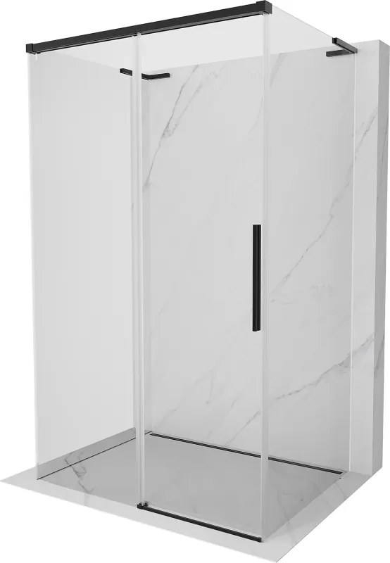Mexen Rox-3SL, 3-stěnný výsuvný sprchový kout 145 x 100 cm, čiré sklo, černý profil, 8C2L-145-100-70-00-3S