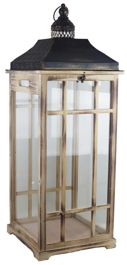 VELKÁ Dřevěná lucerna D6489/C - 81 cm