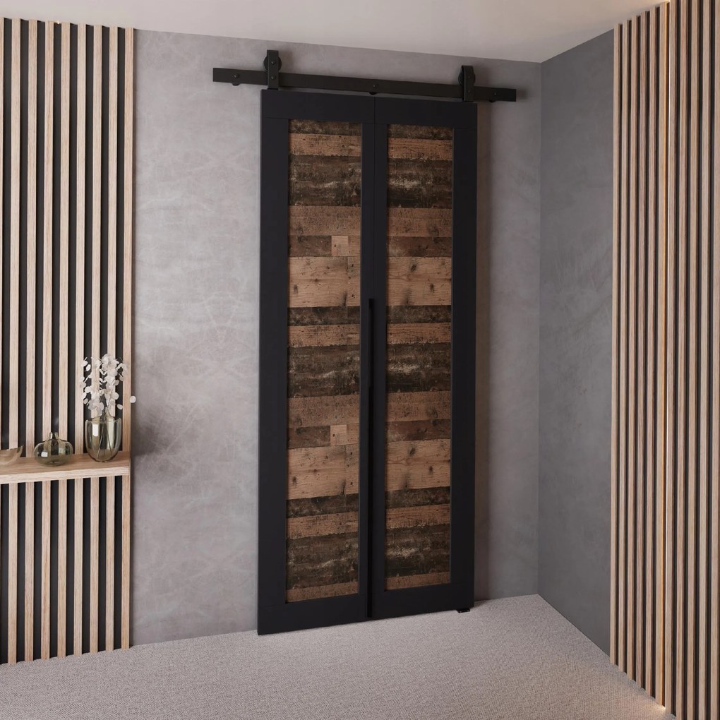 Skládací posuvné dveře QUDIO M1 černý + Old Style 70