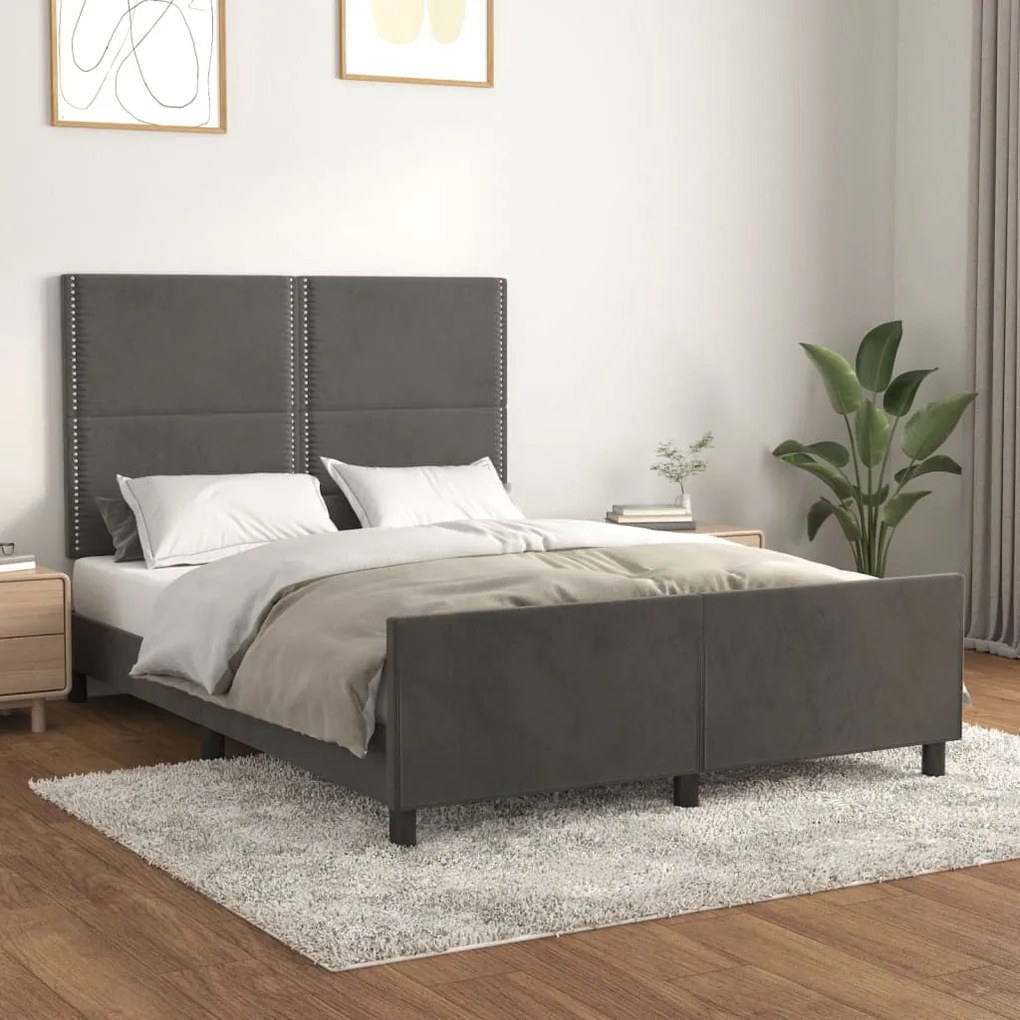 Rám postele bez matrace tmavě šedý 140 x 190 cm samet 3125691