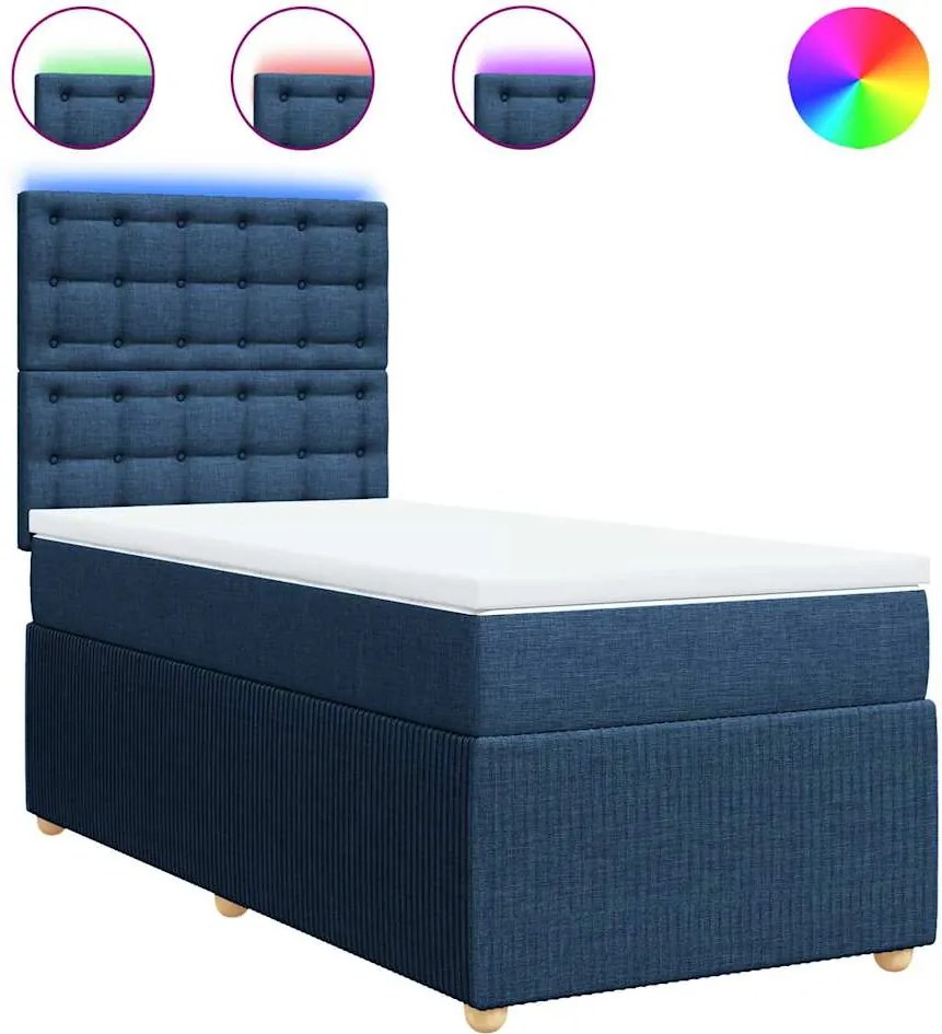 Box spring postel s matrací modrá 90x190 cm textil 3294231