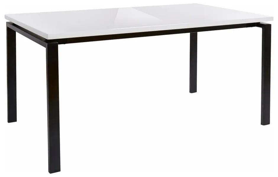 Černý jídelní stůl s lesklou bílou deskou Støraa Sandra, 90 x 160 cm