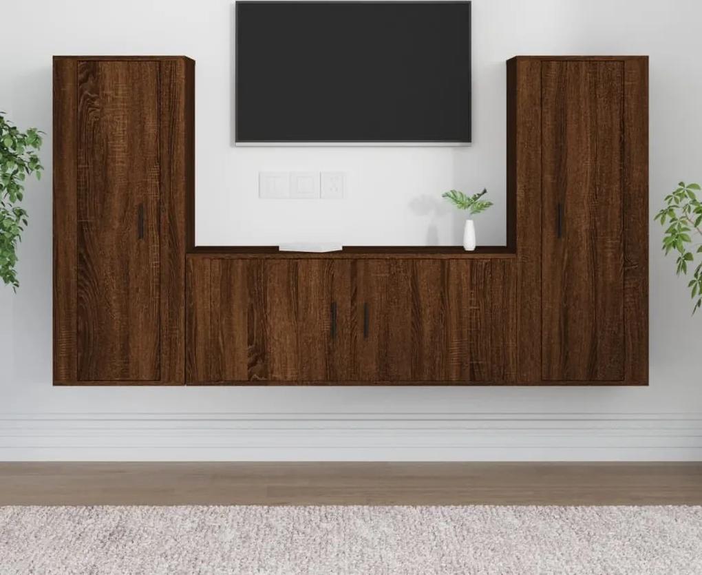 vidaXL 3dílný set TV skříněk kompozitní dřevo [3188759] Barva: bílá s vysokým leskem