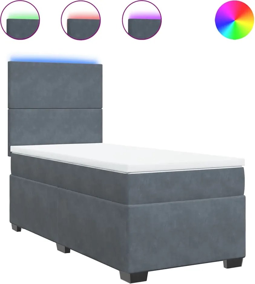 Box spring postel s matrací tmavě šedá 90x190 cm samet 3293081