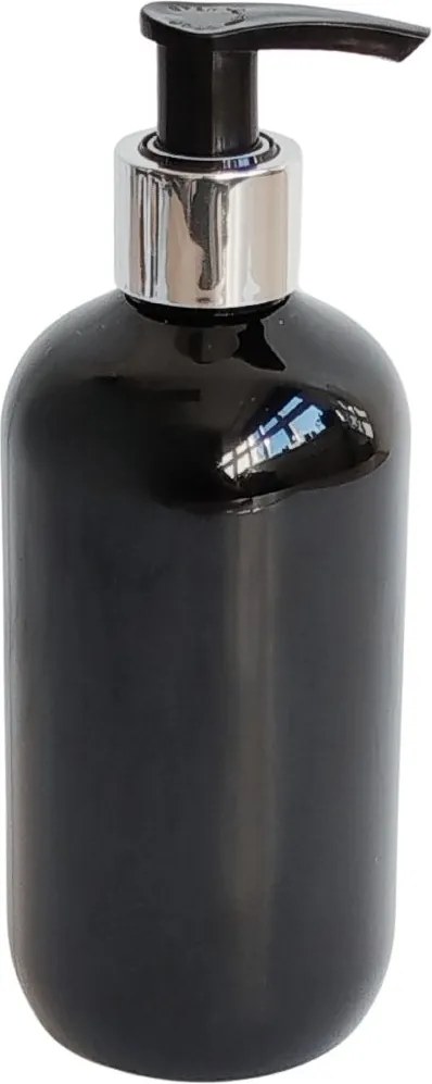 Dávkovač na mýdlo 300 ml černý s černo-stříbrnou pumpičkou BELA