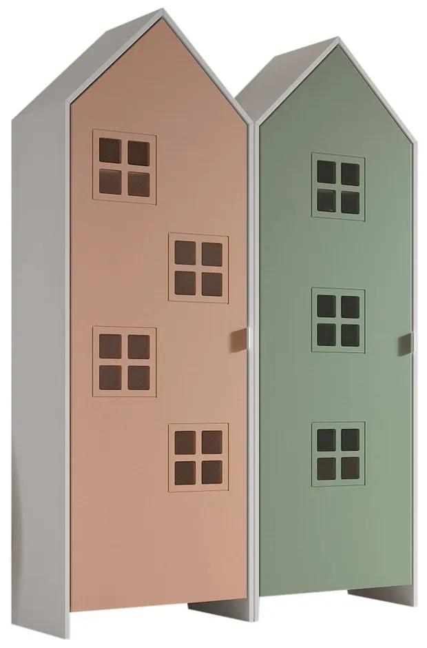 Zeleno-růžová dětská šatní skříň 115x171,5 cm CASAMI BRUGES – Vipack