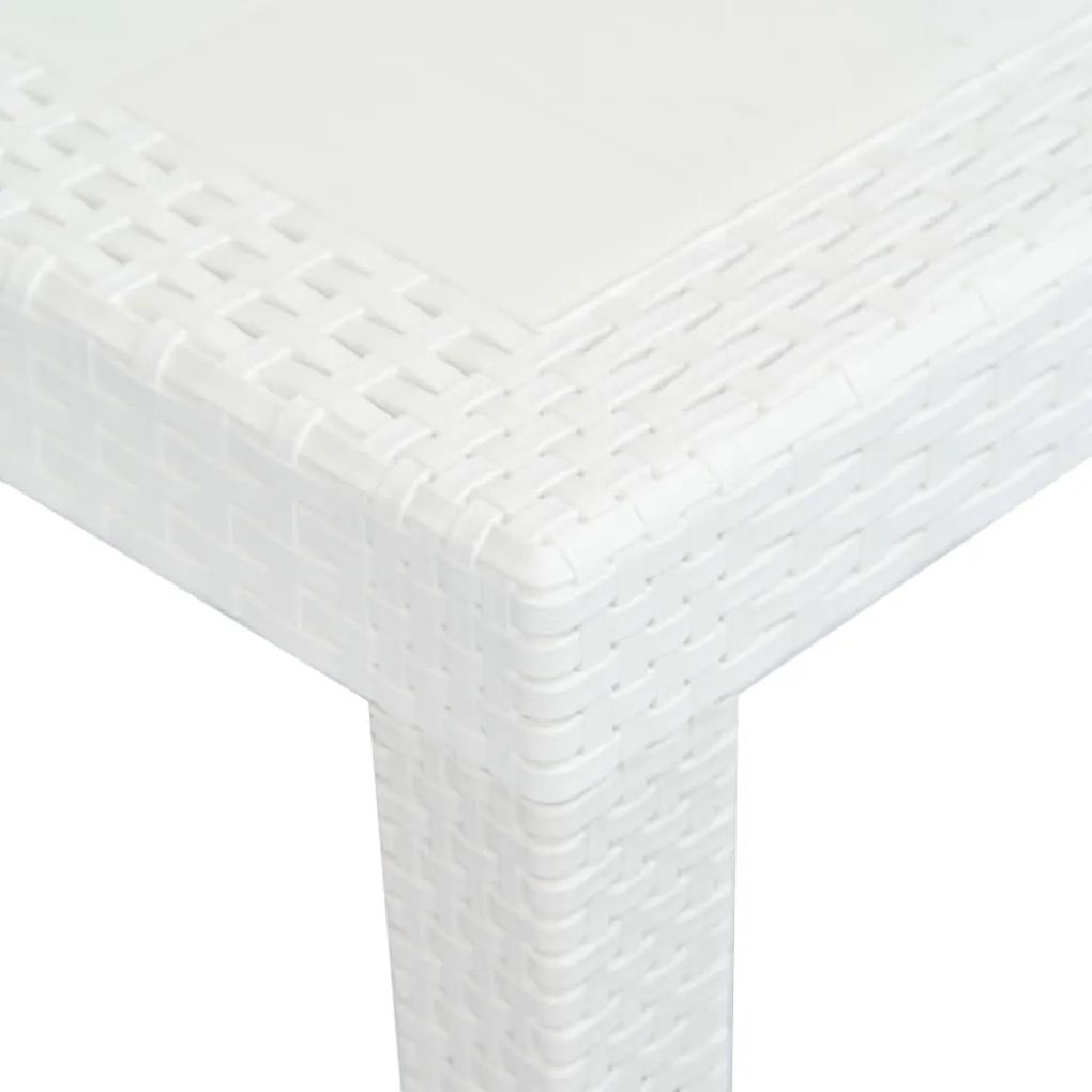 vidaXL Zahradní stůl bílý 150 x 90 x 72 cm plastový ratanový vzhled