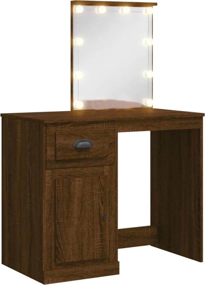 vidaXL Toaletní stolek s LED osvětlením 90 x 42 x 132,5 cm [834977] Barva: Černá