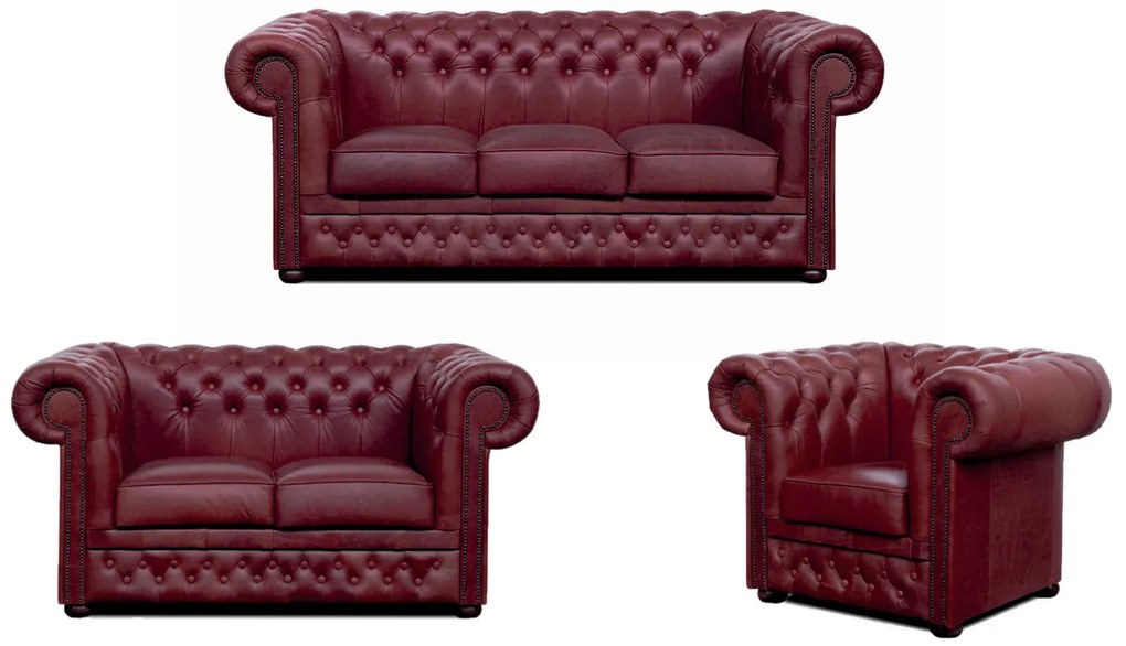 FN Sedací souprava Chesterfield Lord 3+2+1 kůže bordó