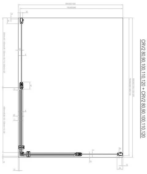 Ravak Chrome Sprchový kout 120 Transparent Satin 1/2 1QVG0U00Z1 CRV2-120