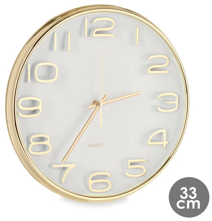 Zlaté nástěnné hodiny, čirý ciferník, CHAMPAGNE, ? 33 cm