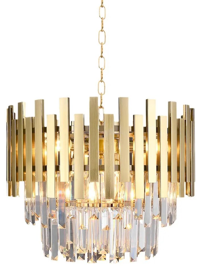 Lustr Aspen, 1x křišťálové/zlaté kovové stínítko, (fi 45cm), g