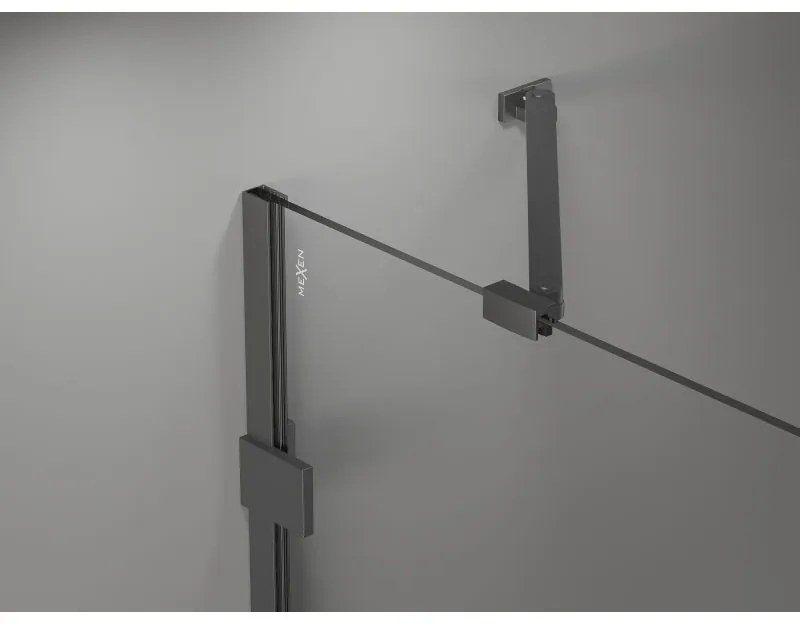 Mexen Lunar Duo, výklopný sprchový kout 100 x 70 cm, 8mm čiré sklo, grafitový profil, 834-100L-070P-95-00