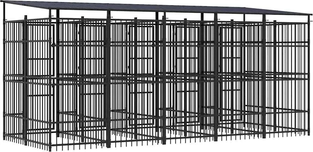 Venkovní psí kotec se střechou ocel 9,22 m² 3097950
