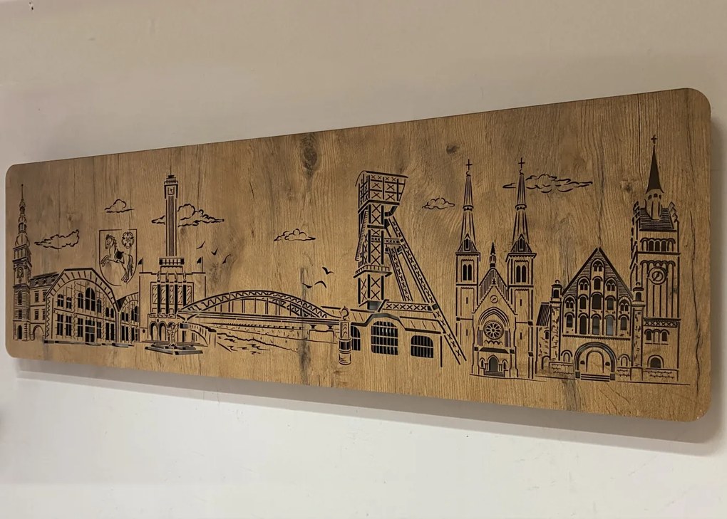 Li-Go "Ostrava" světelný obraz 230V 130x40 cm provedení povrchu: dub světlý