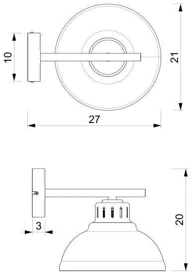 Nástěnná lampa SVEN 1xE27/15W/230V šedá