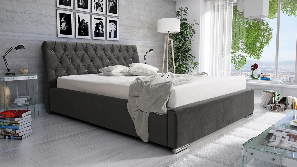 Eka Čalouněná postel LUXURIOUS 90x200 cm Barva látky Trinity: Světle hnědá (Trinity 2306), Úložný prostor: Bez úložného prostoru