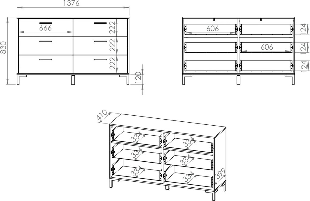 Komoda se šuplíky BEDA - dub artisan