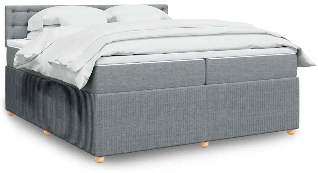 Box spring postel s matrací světle šedá 200 x 200 cm textil 3287577