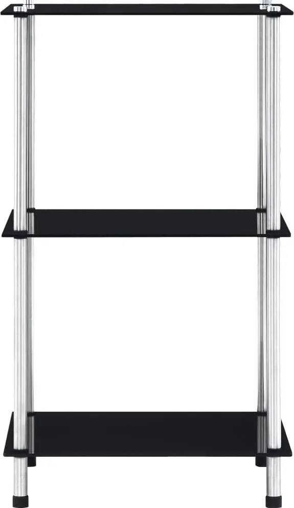 vidaXL 3patrová police 40 × 40 × 67 cm tvrzené sklo [249509] Barva: Černá