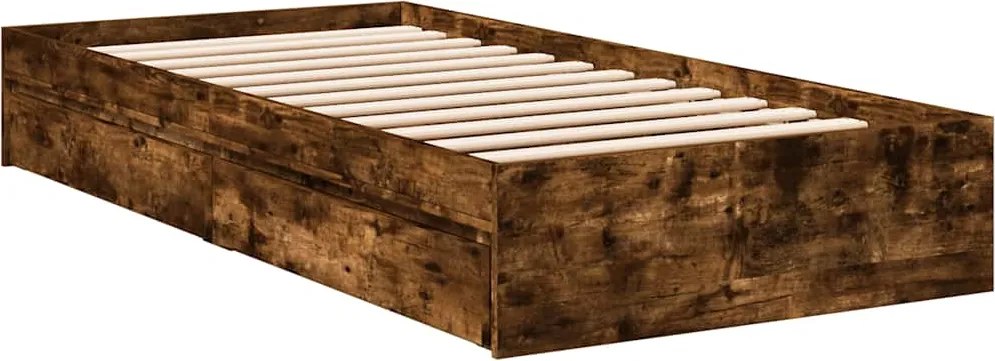 Rám postele se zásuvkami kouřový dub 75x190 cm kompozitní dřevo 3280717