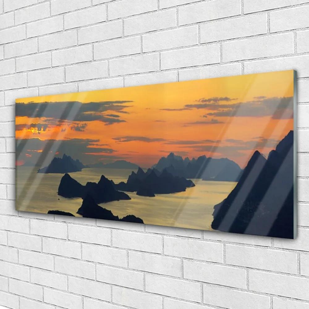 akrylový obraz Moře Skály Hory Krajina 125x50 cm