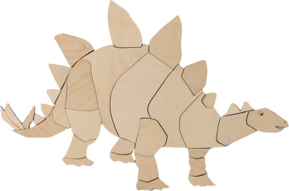 Dřevěná nástěnná dekorace Origami Stegosaurus – dinosaurus do dětského pokoje XL