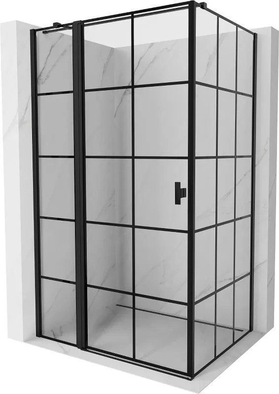 Mexen Mist T, sprchový kout s křídlovými dveřmi, levý, 70 x 75 cm, 8mm čiré sklo, černý profil, 8A4T-070-075-70-77-L
