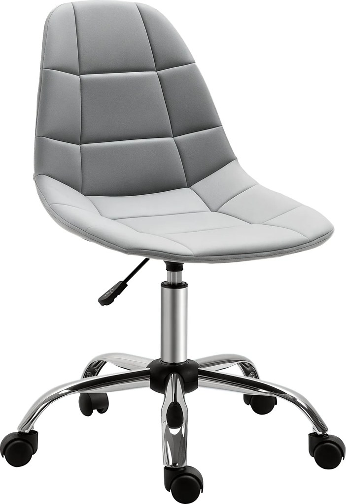 Vinsetto otočná židle, ergonomický a nastavitelný design bez opěrek, šedá, 59x59x81-91cm | Aosom