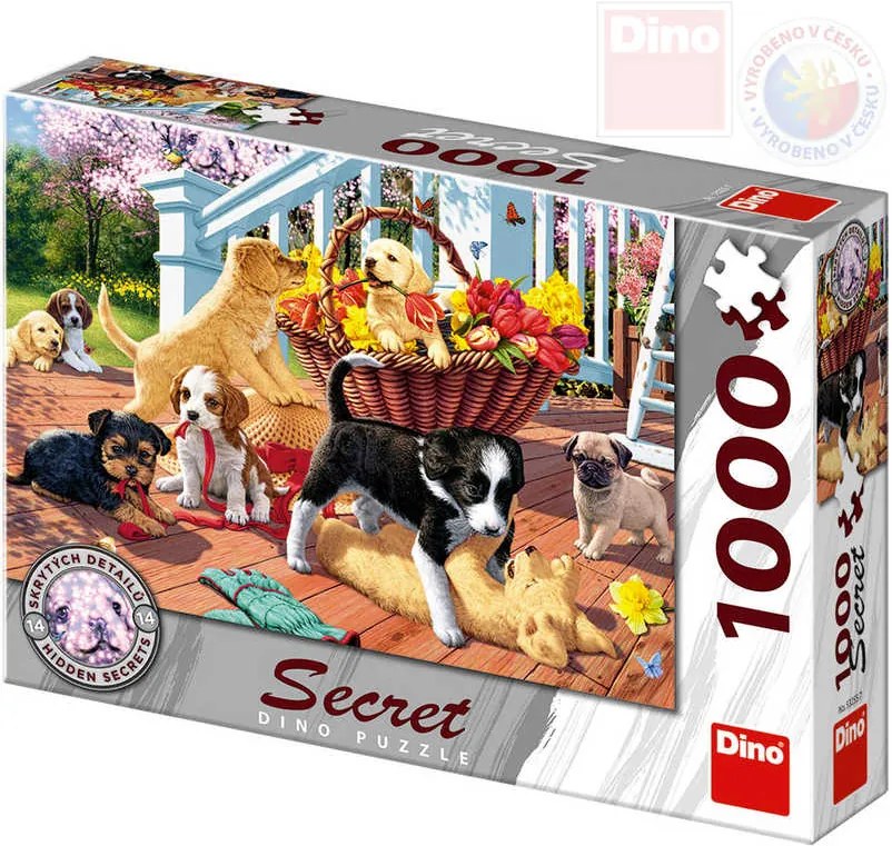 DINO Puzzle 1000 dílků Štěňata skrytá tajemství 66x47cm skládačka v krabici dn532557