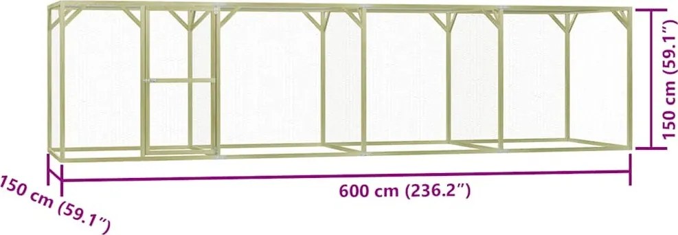 vidaXL Klec pro kuřata 1,5 x 6 x 1,5 m impregnovaná borovice [278405]
