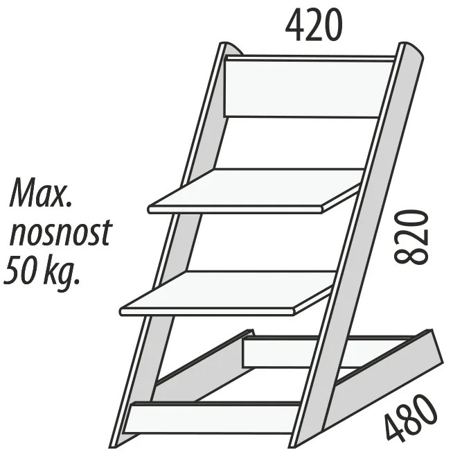 Židle Klára 2-dětská polohovací Domestav 407/2 Materiál: Buk cink, Povrchová úprava: Barevné lakování