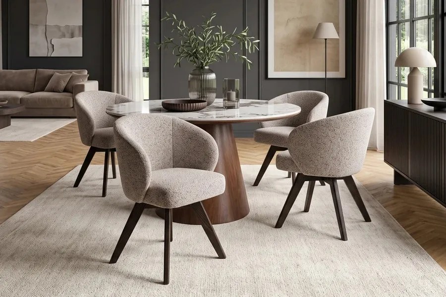 Designová otočná židle Tolinka béžová / hnědá