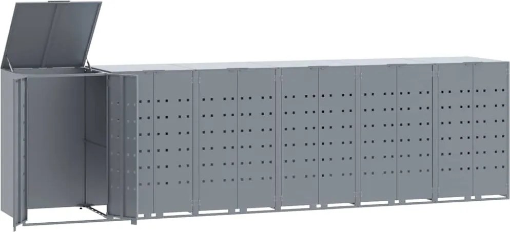 Box na 6 popelnic šedý 414 x 79 x 117 cm ocel 3279991