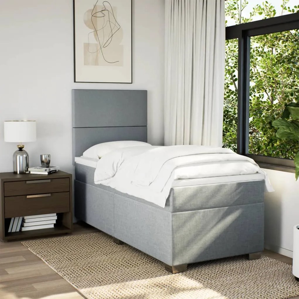 Box spring postel s matrací světle šedá 80 x 200 cm textil 3290308