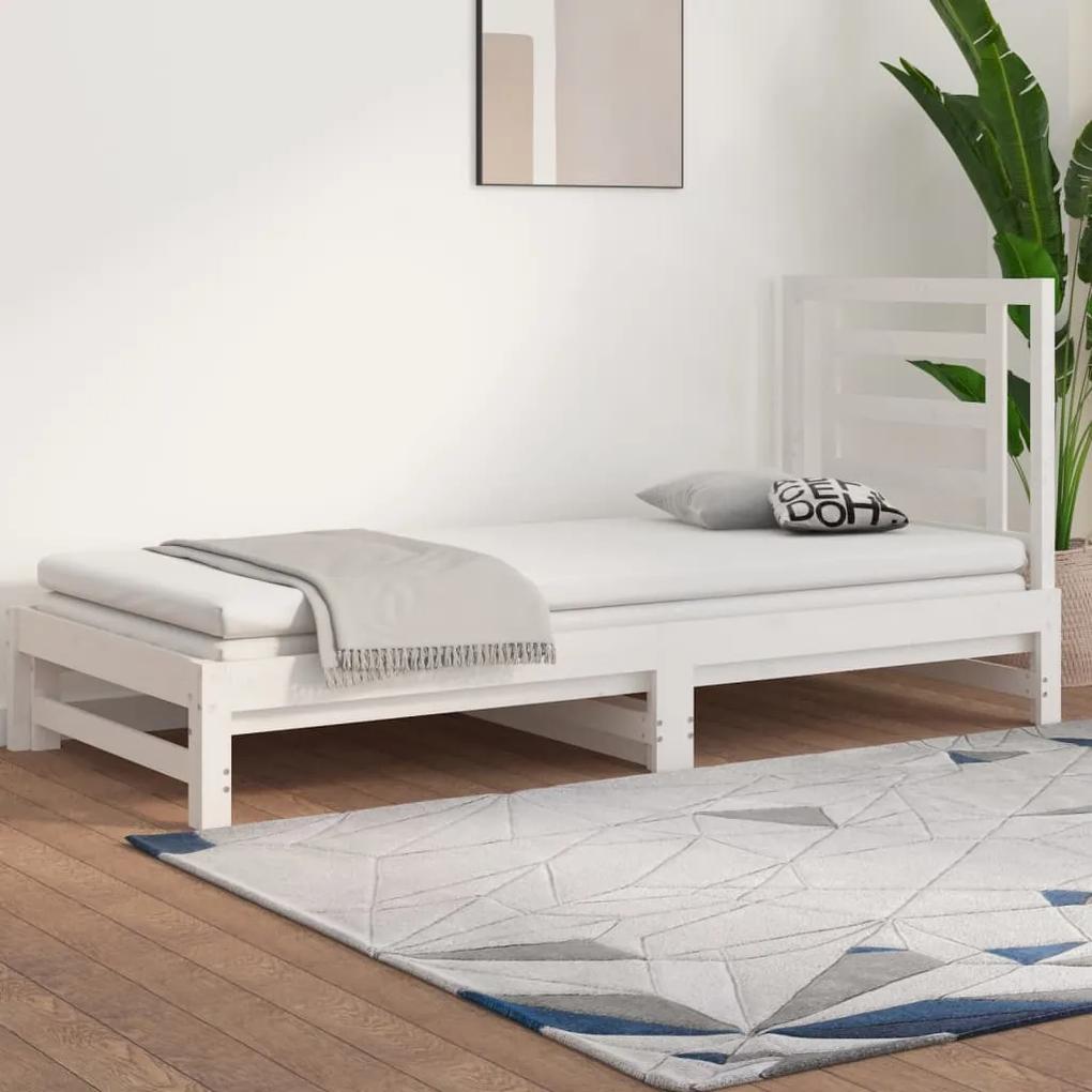 Výsuvná postel bílá 2x (90 x 200) cm masivní borovice,  3108603