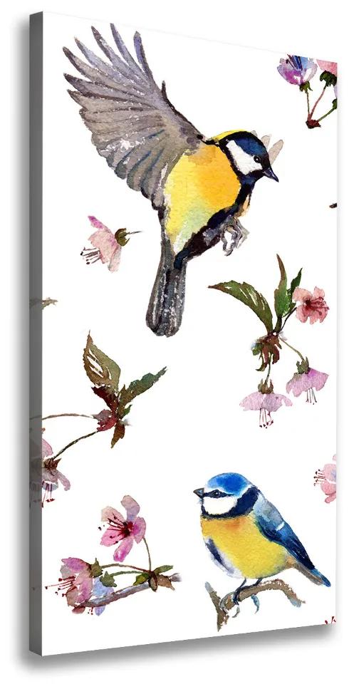 Wallmuralia Vertikální Fotoobraz fotografie na plátně Ptáci a květiny 50x100
