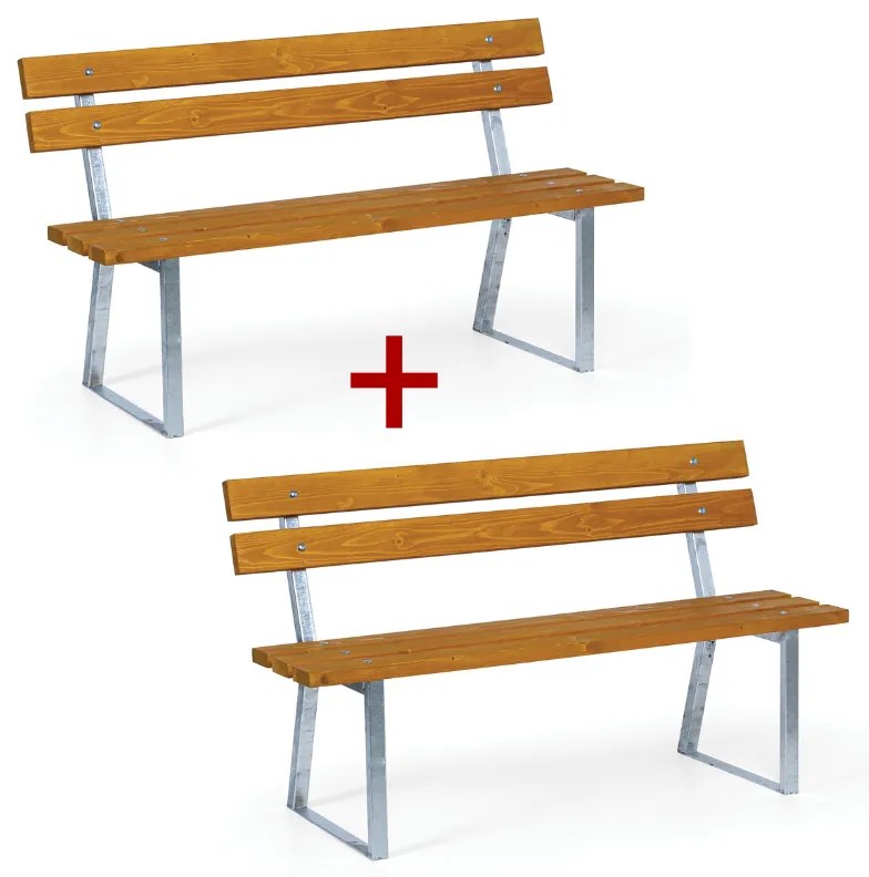 Parková lavička STANDARD s opěradlem 1+1 ZDARMA, zinkovaná, 1500 mm, limba