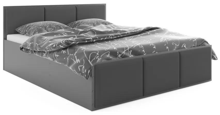 Čalouněná postel PANAMAX, 160x200, grafit/trinity 15 - šedá + kovový rošt + matrace