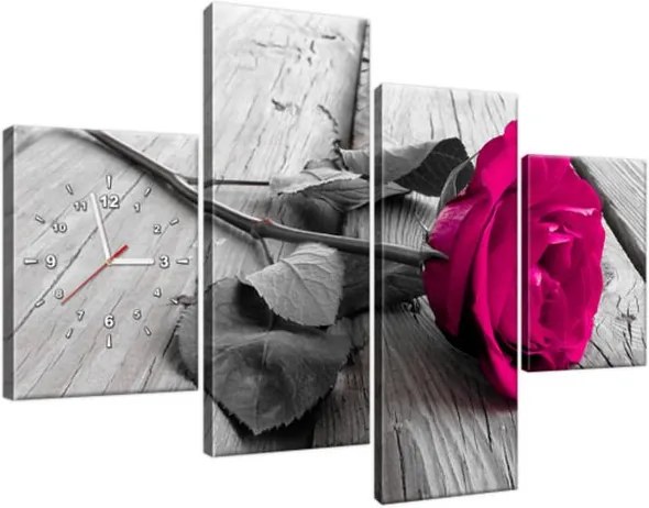 Obraz s hodinami Růžová růže 120x80cm ZP1141A_4E