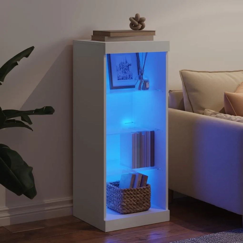 Příborník S Led Osvětlením Bílý Bílá